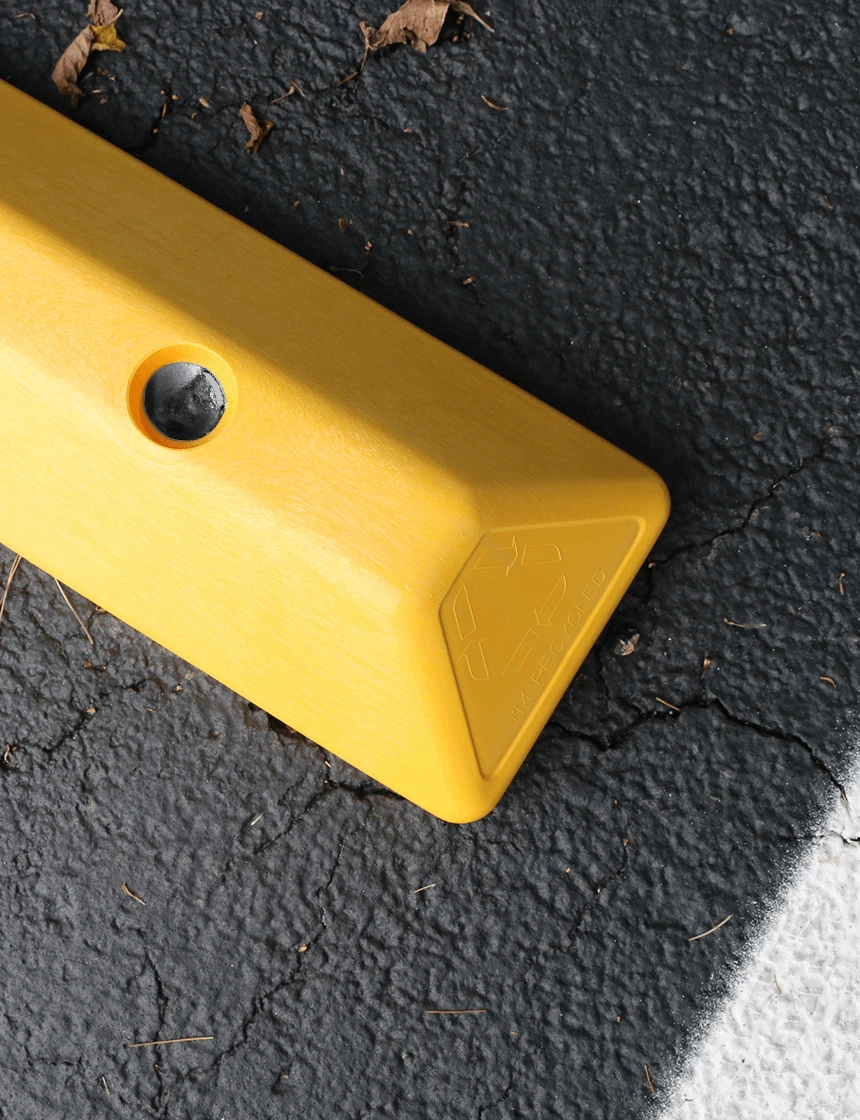 3' yellow commercial parking block with 18 inch steel spikes | PBC3YHDS ...