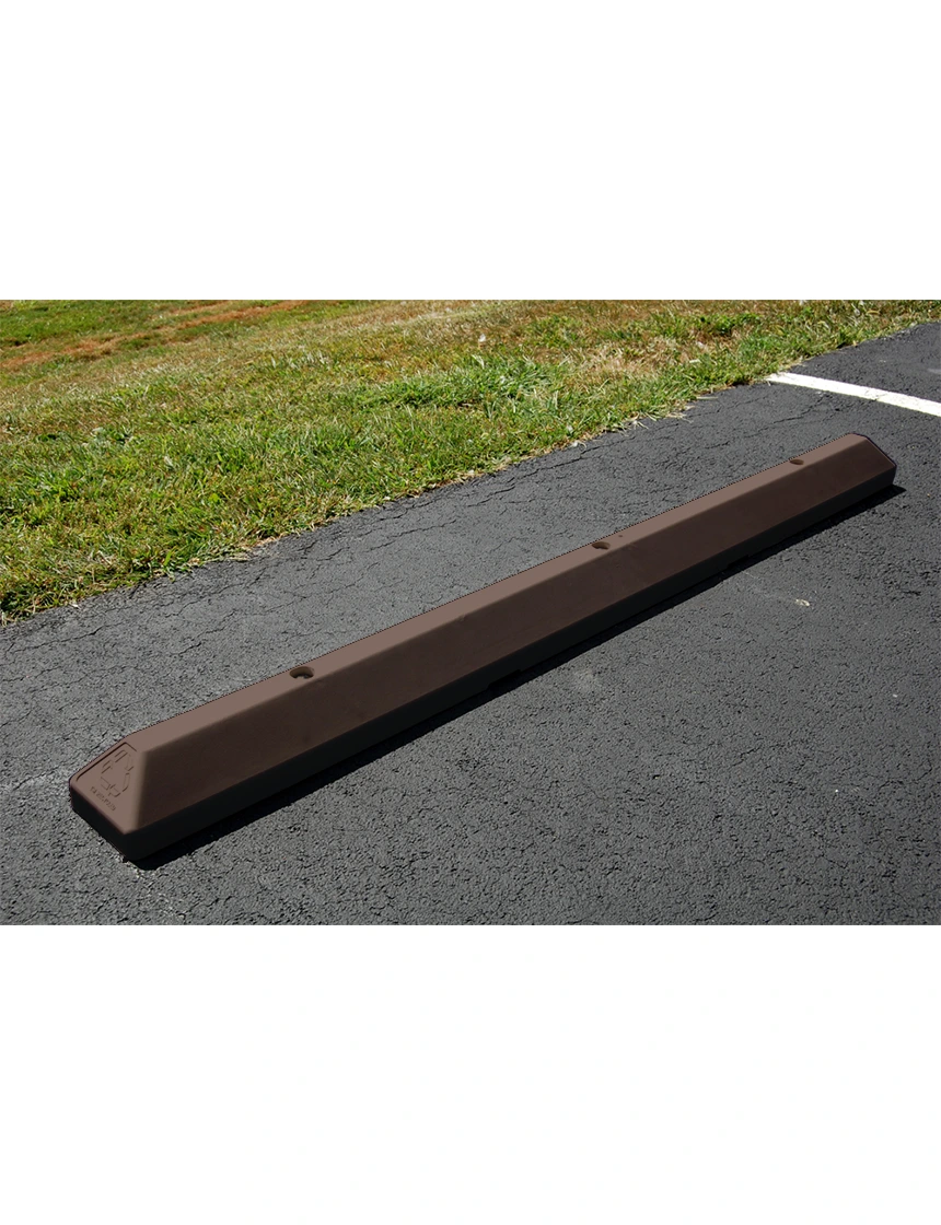6 ft park service brown commercial parking block with 14 inch rebar ...