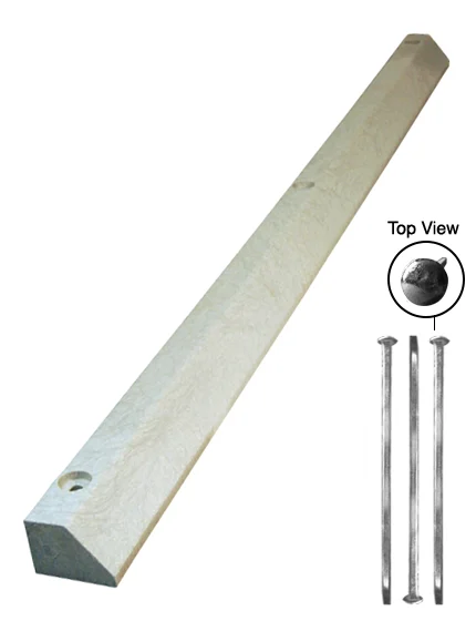 6' Concrete Gray, Economy Solid Recycled Plastic Parking Block w/18 ...