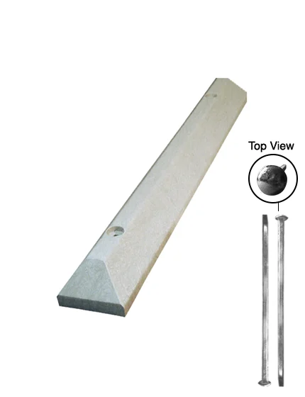 4' Gray, Heavy-Duty Solid Recycled Plastic Parking Block w/18" Heavy ...