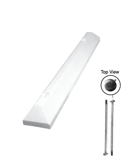 4' White, Heavy-Duty Solid Recycled Plastic Parking Block w/12 ...