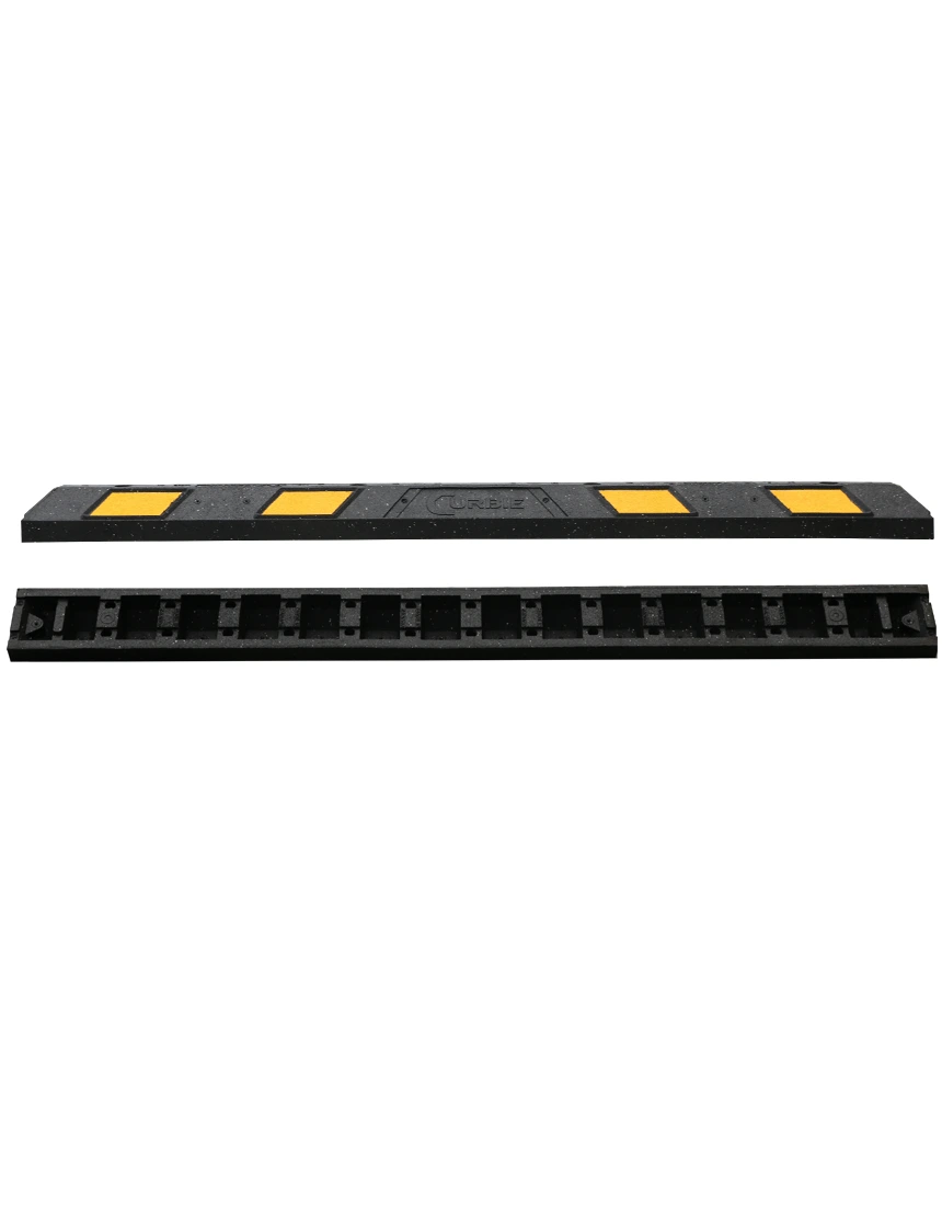 6' Black & Yellow Clearline Recycled Rubber Parking Block with 14 ...
