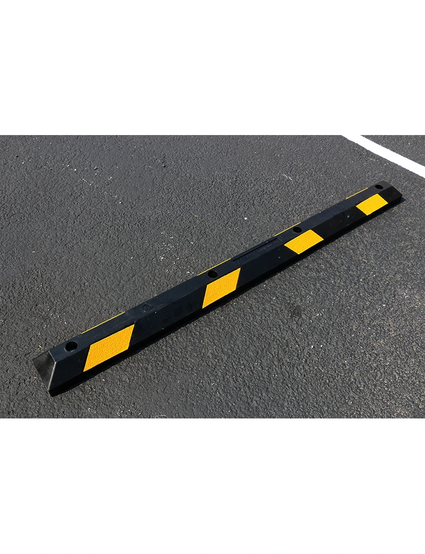 6' Yellow Low-Profile Rubber Parking Block w/four 13" Steel Rebar ...