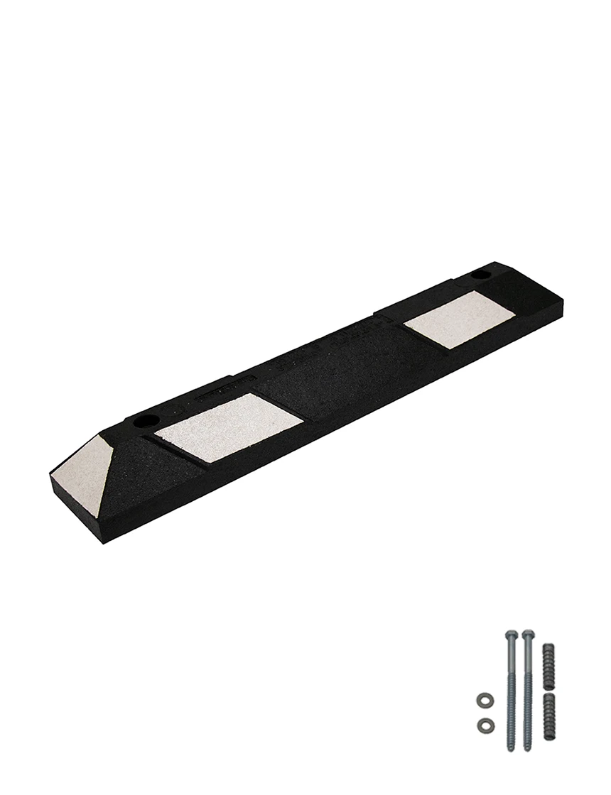 3 ft recycled rubber parking block with hardware 8 in lag anchor black ...