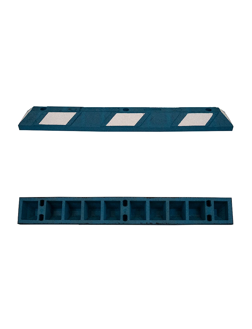 4' Blue Recycled Rubber Parking Block w/White Reflective Tape & 18 ...