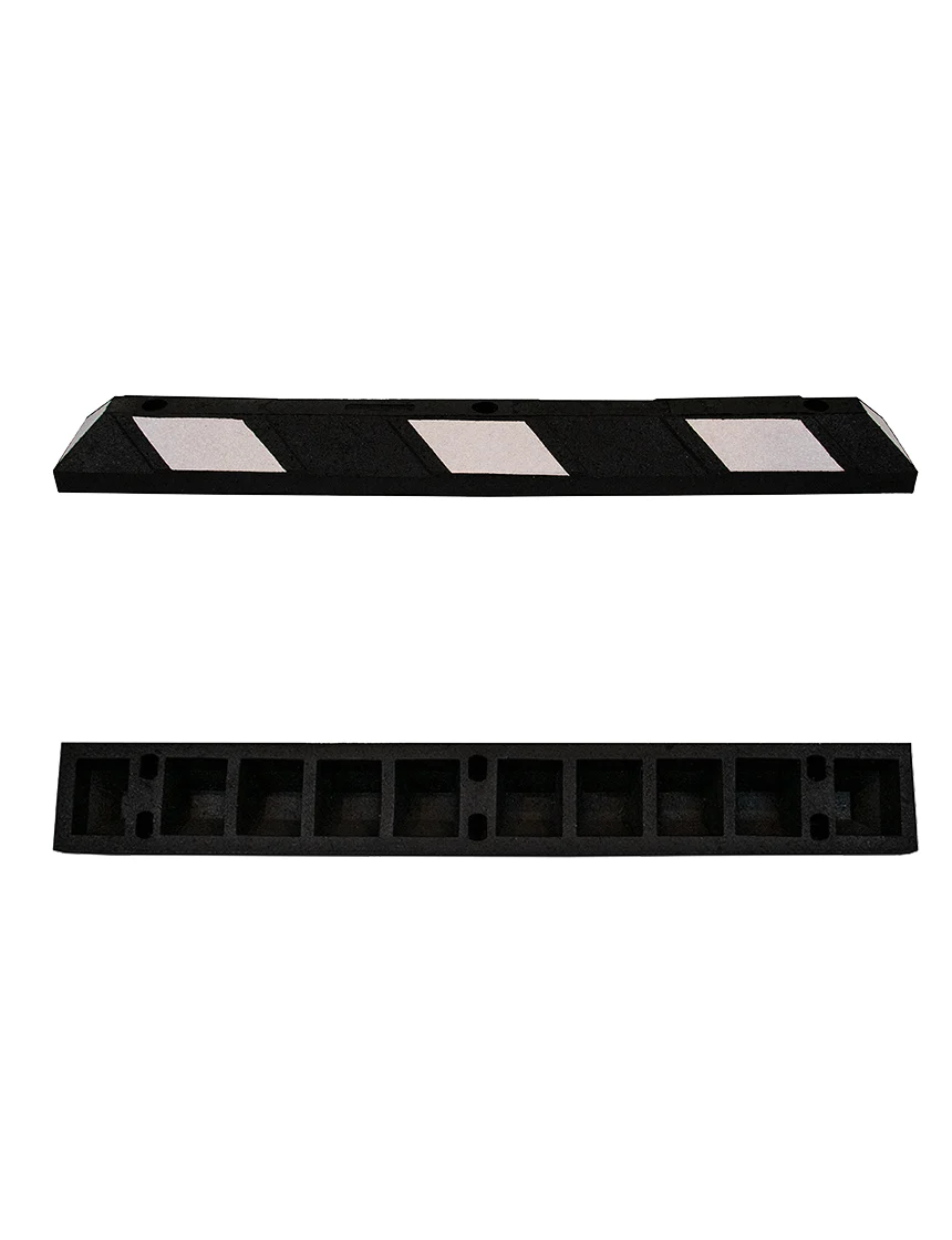 4' Recycled Rubber Parking Block w/White Reflective Tape & 12" Spikes ...