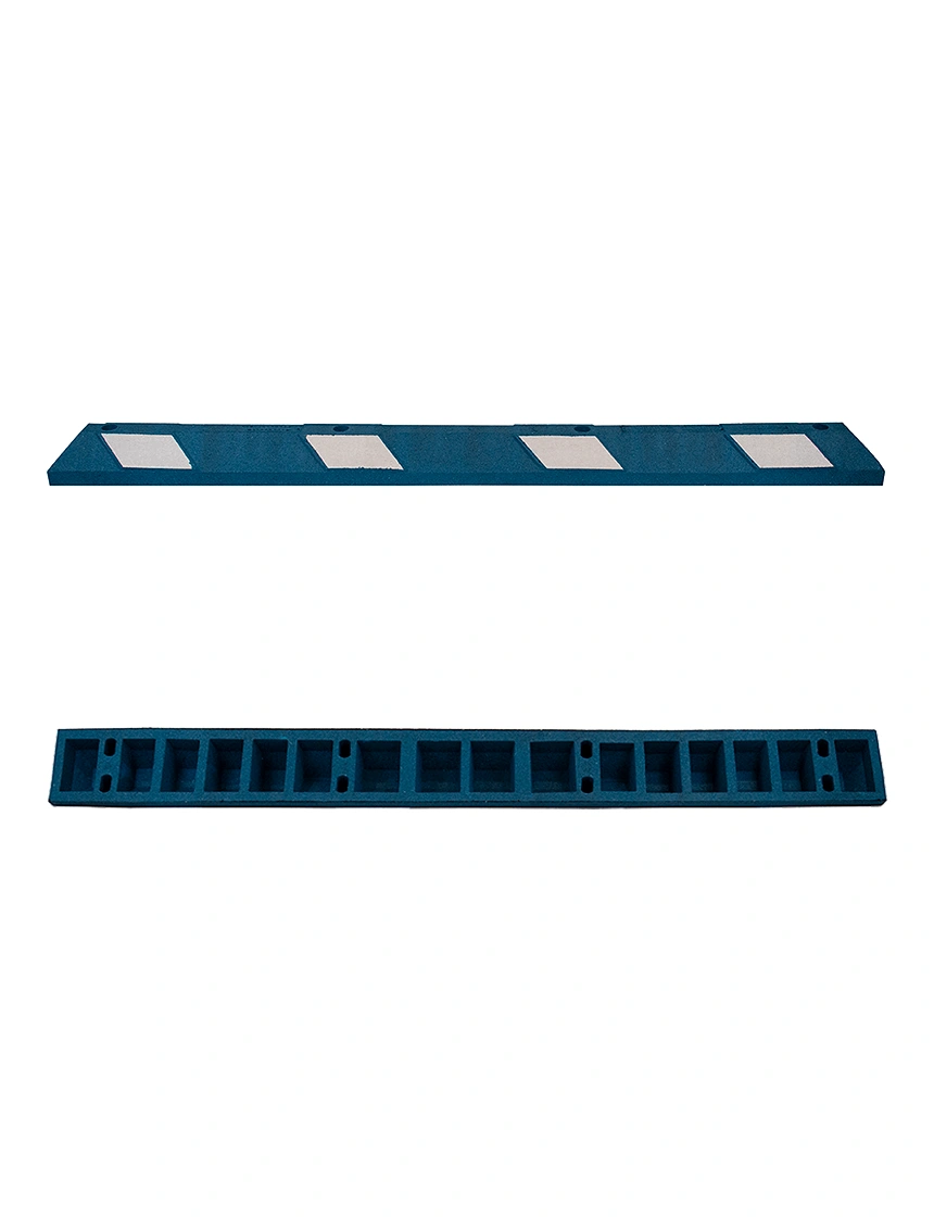 6' Blue Recycled Rubber Parking Block w/White Reflective Tape & 12 ...