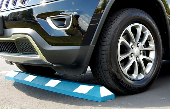 6' Blue Recycled Rubber Parking Block w/White Reflective Tape & 12 ...
