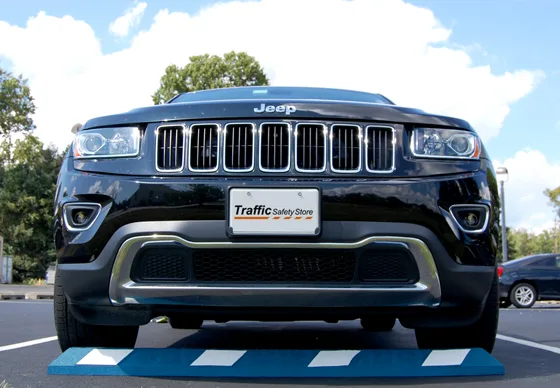 6' Blue Recycled Rubber Parking Block w/White Reflective Tape & 12 ...