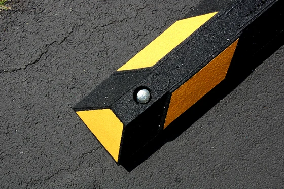 6' Recycled Rubber Parking Block w/Yellow Reflective Tape & 18" Heavy ...