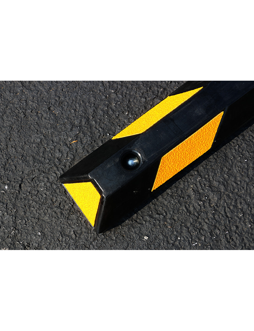 6' Yellow Rubber Parking Block w/four 18" Heavy Duty Galvanized Steel ...