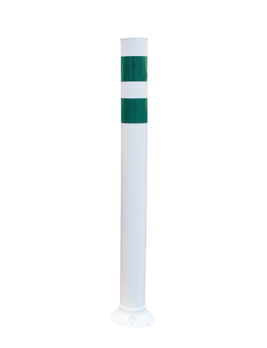 PEXCO 36" White City Post® Surface Mount w/ 2 Green Reflective Collars ...