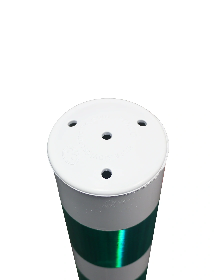 PEXCO 36" White City Post® Surface Mount w/ 2 Green Reflective Collars ...