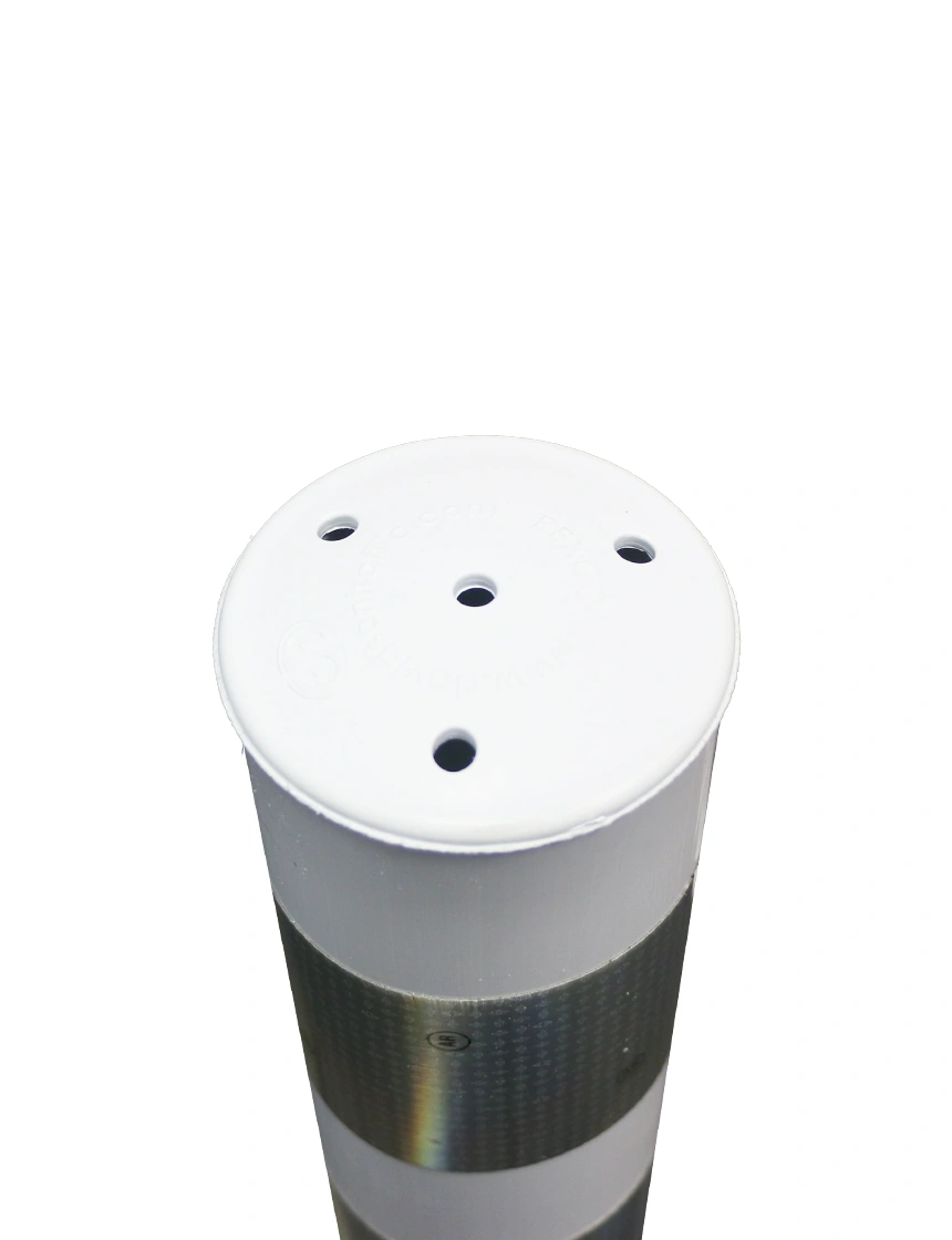 PEXCO 36" White City Post® Surface Mount w/ 2 White Reflective Collars ...