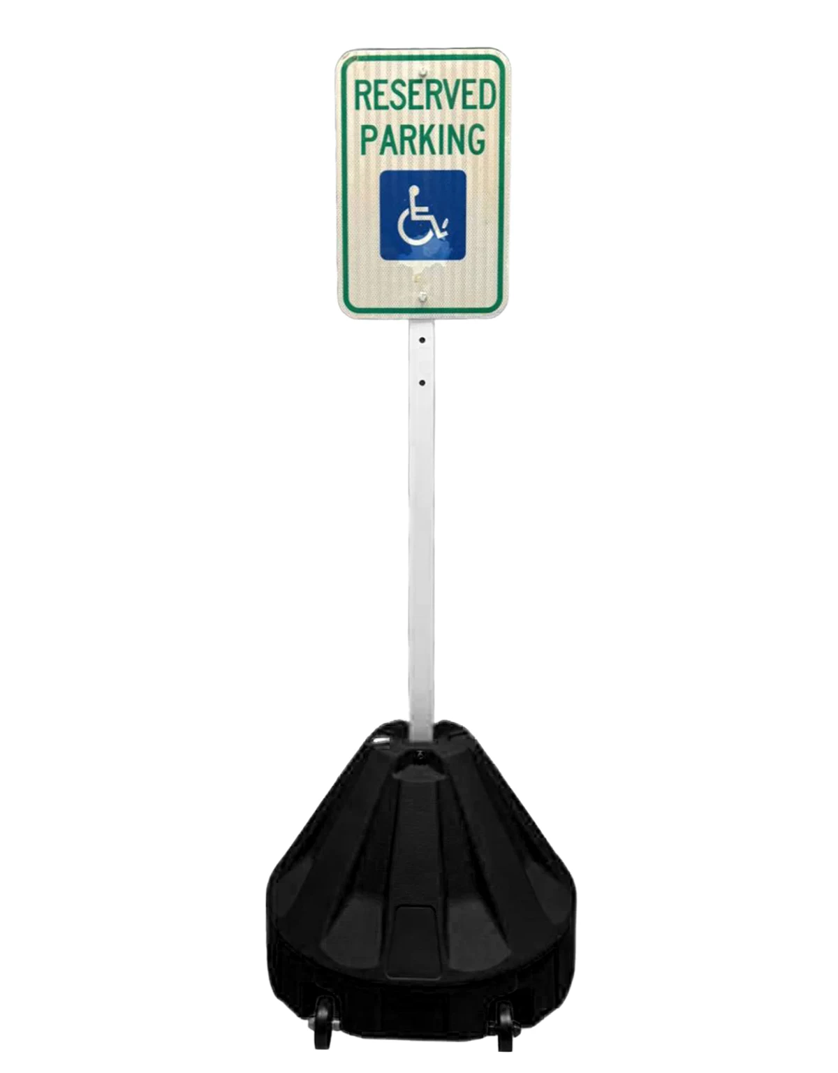 Roll-A-Post™ Portable Sign Post, 24" Black Base with 60" Tall White ...