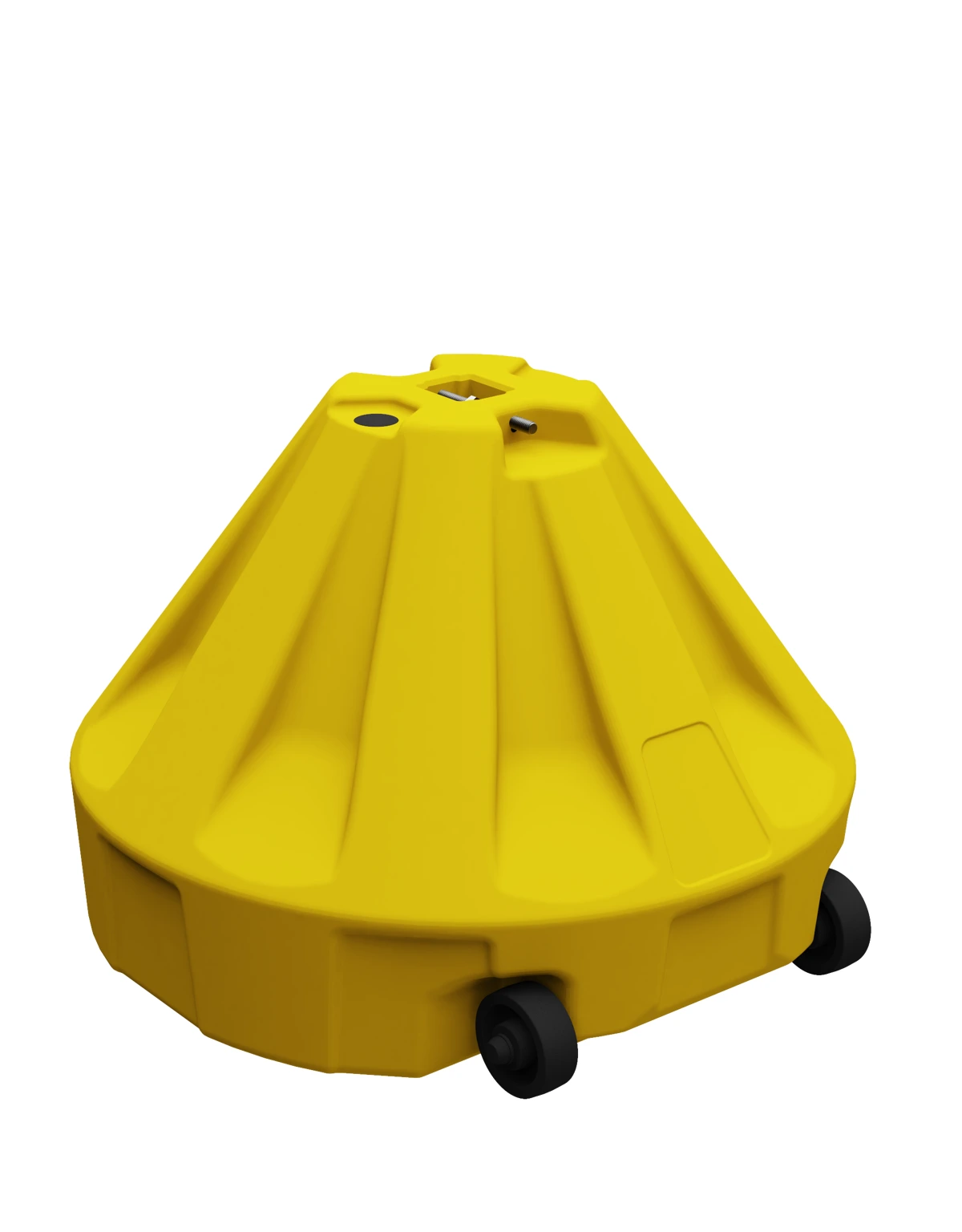 Roll-A-Post™ Portable Sign Post, 24" Yellow Base with 72" Tall White ...