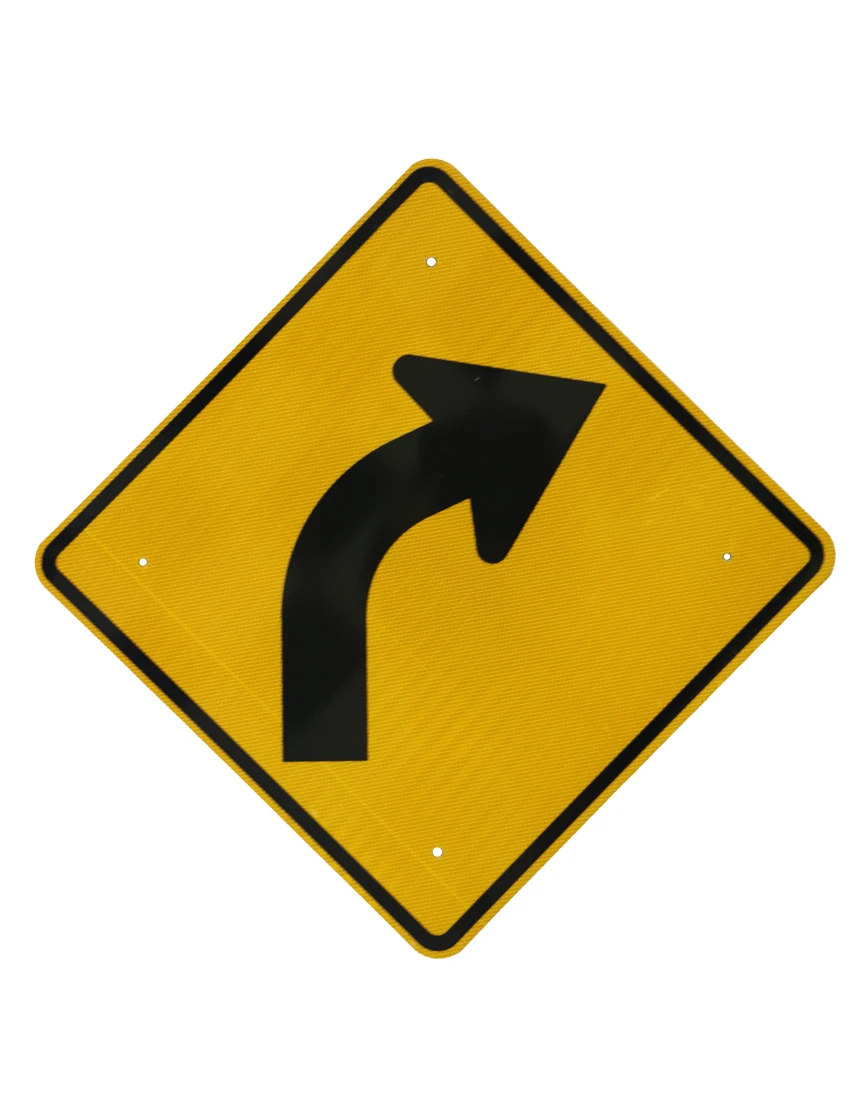 Right Curve Symbol Signs (W1-2R) | RS-ALU-W1-2RY30-HI | Traffic Safety ...