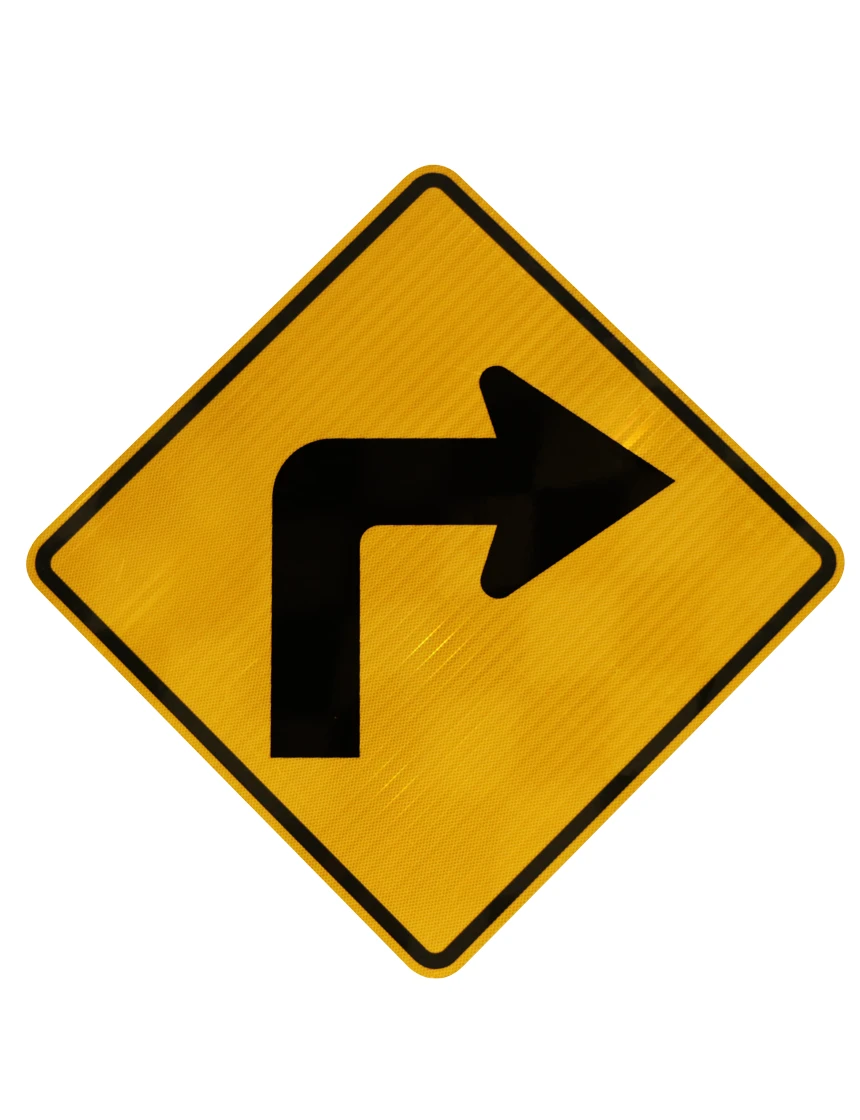 right turn symbol signs w1 1r | RS-ALU-W1-1RY-HI | Traffic Safety Store
