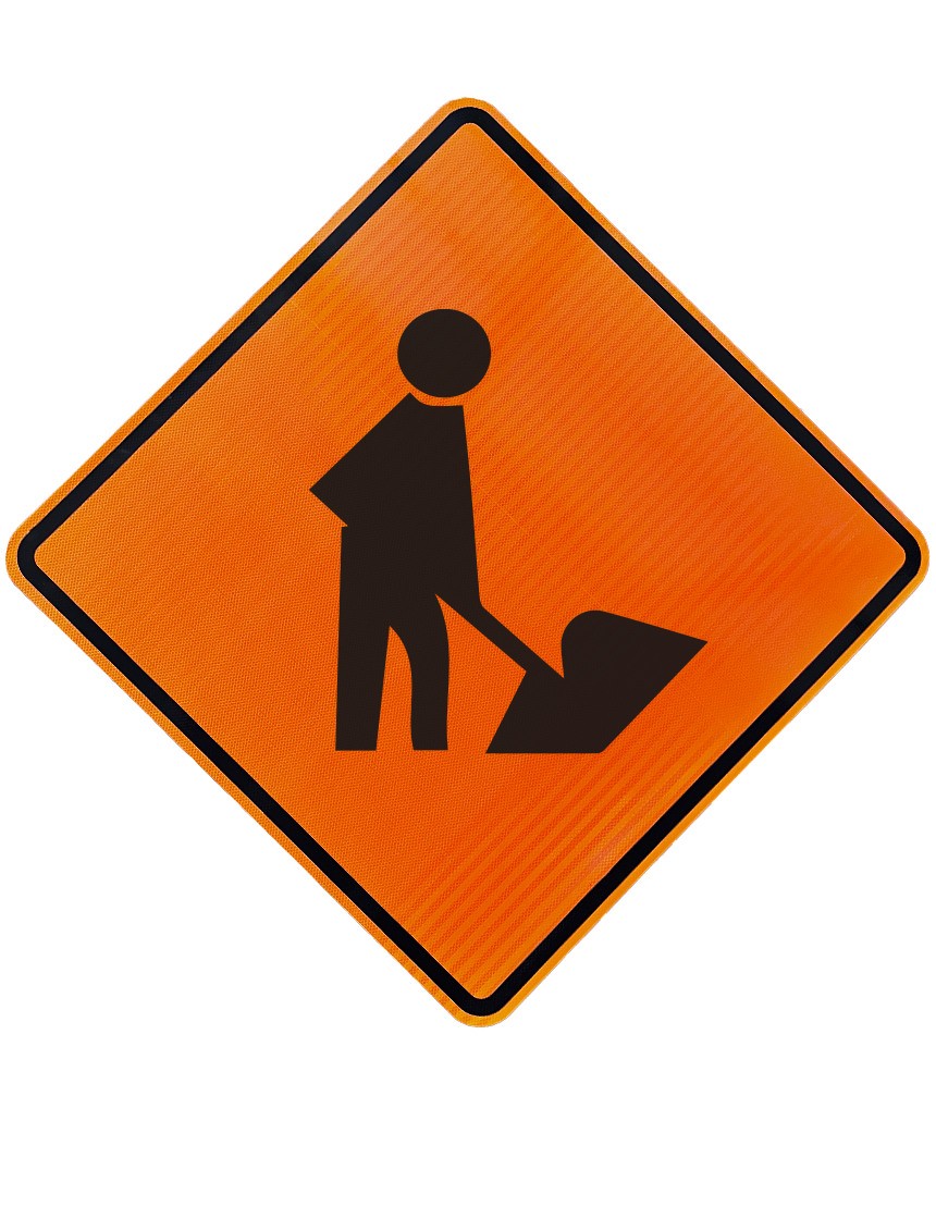 Men Working Symbol Roll Up Sign Sewn Pockets Marathon 48" | TSS