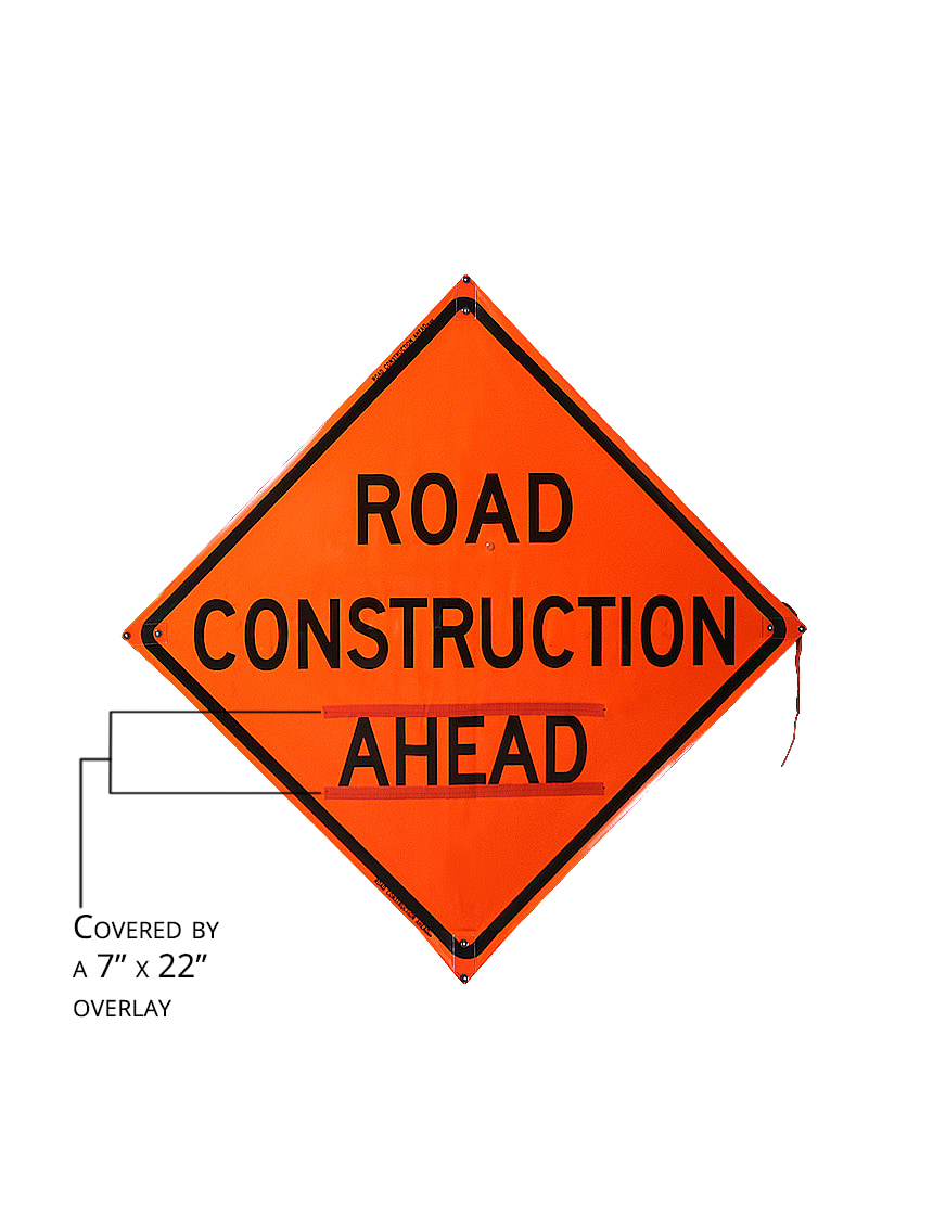 36" Roll Up Sign w/ Velcro for Overlays ROAD CONSTRUCTION AHEAD | RU-36 ...