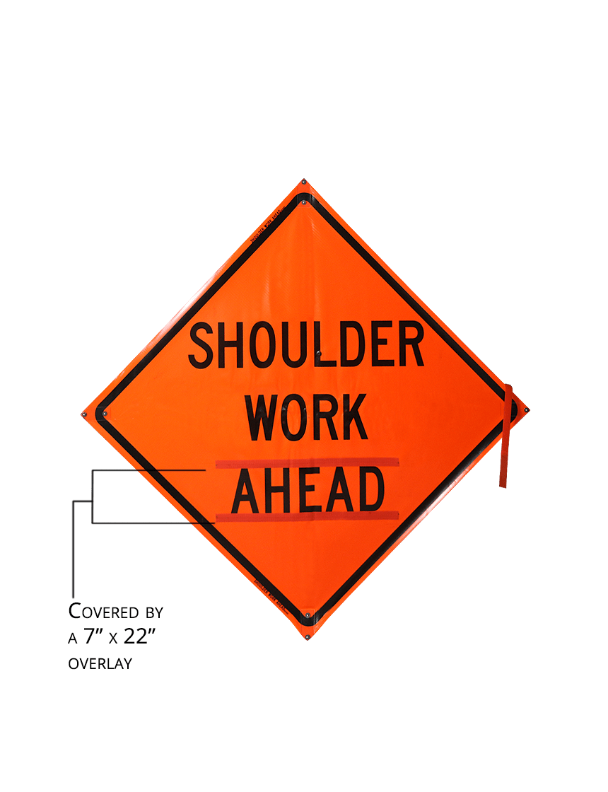 36" Roll Up Sign w/ Velcro for Overlays SHOULDER WORK AHEAD | RU-36-NON ...