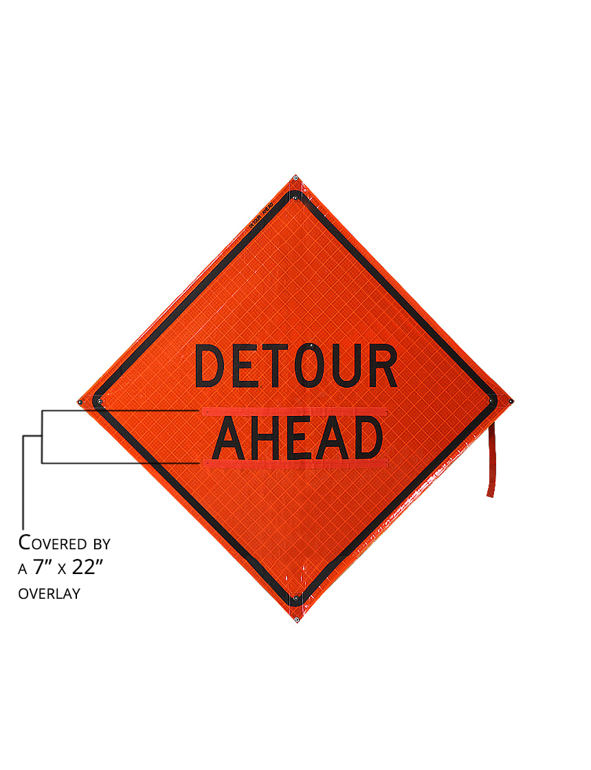 48" Roll-Up Sign, DETOUR AHEAD, Velcro Overlays | RU-36-REF-V-DETA ...