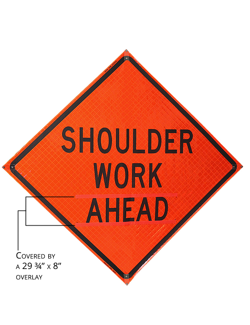 48" Heavy Duty Reflective Roll Up Sign w/ Velcro for Overlays SHOULDER ...