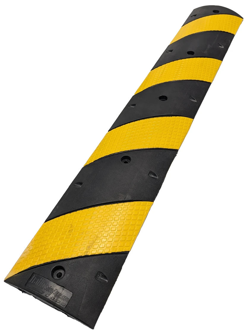 6' Black & Yellow Rubber Speed Bump with Five (5) Lags & Anchors ...