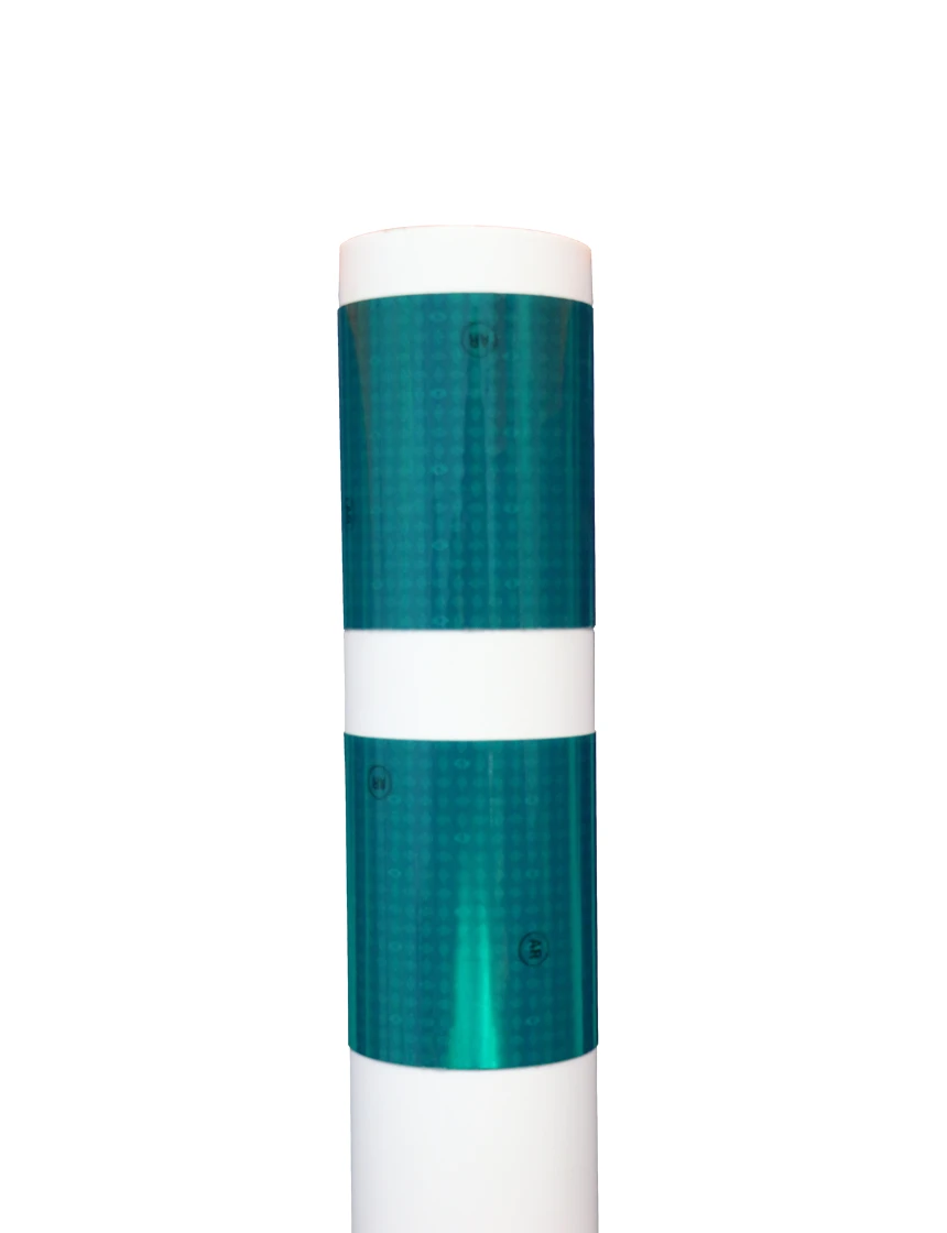 36" White Round Delineator w/ White Base & 2 Green Reflective Collars ...