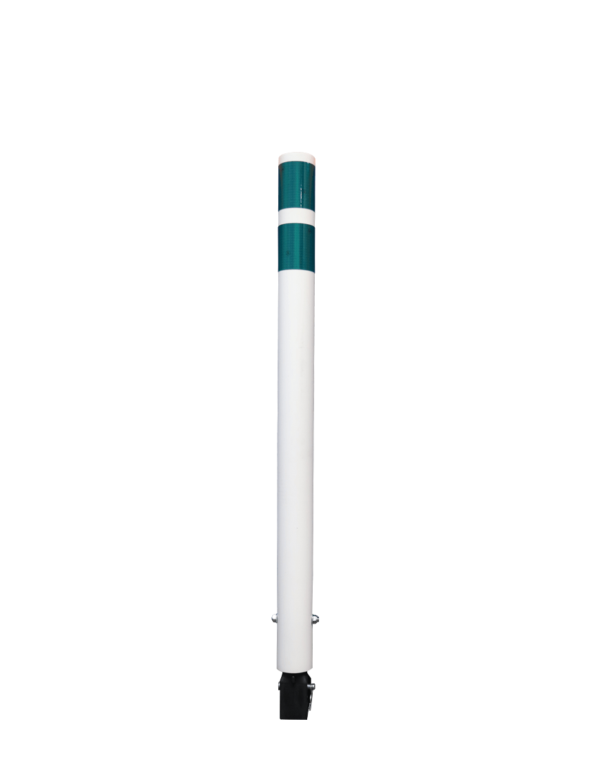36" White Round Delineator w/ White Base & 2 Green Reflective Collars ...