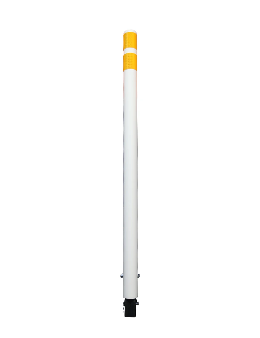 48" White Round Delineator w/ Black Base & 2 Yellow Reflective Collars ...
