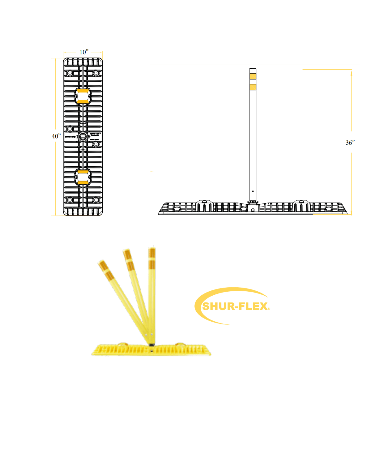 40" Reflective Curb w/ Post & Lag Bolts, White | SFCRBKITWL | Traffic ...