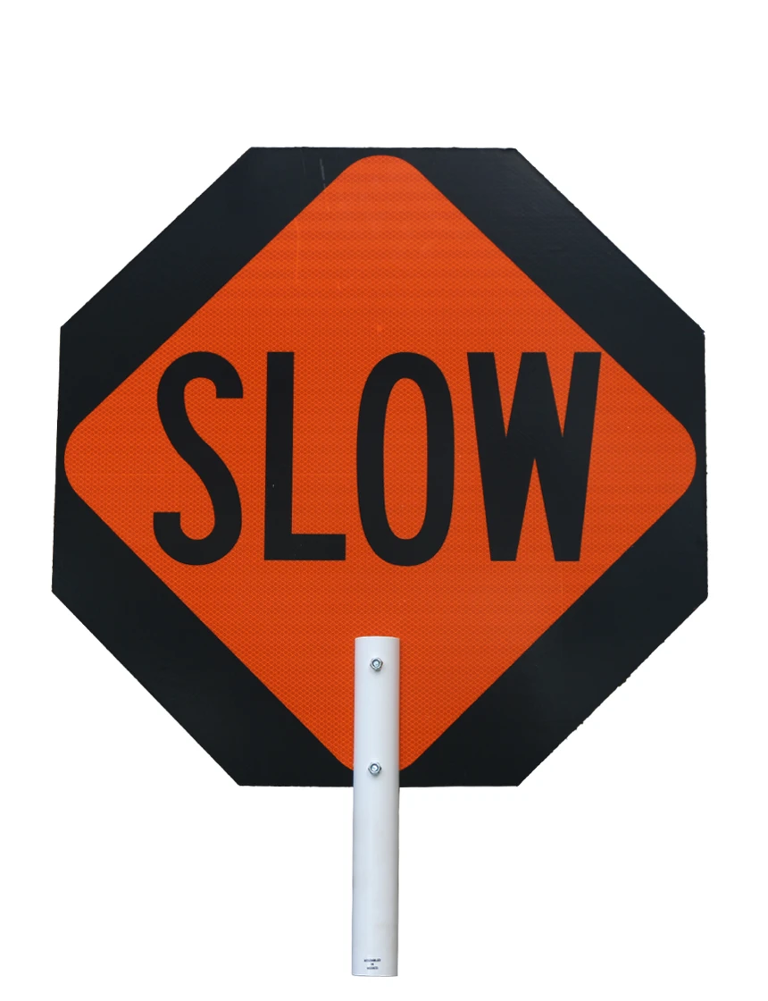 24" Reflective Sign w/ Telescoping Aluminum Handle | STOP-SLOW 24 HI ...