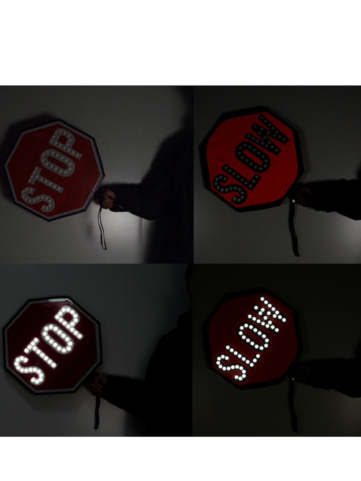 18" LED, EG Reflective STOP/SLOW Paddle with On/Off Tilt Sensors, 12 ...