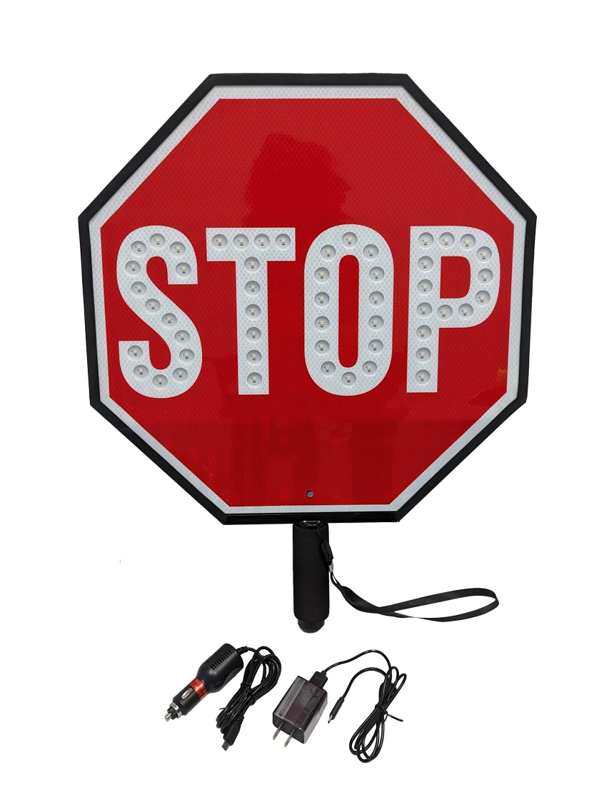 18" LED, HI Reflective STOP/STOP Paddle with On/Off Tilt Sensors, 12 ...