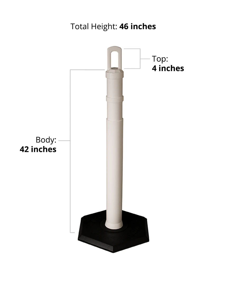 White 42" JBC Arch Top Tube with 18lb Base | TJ42W-18 | Traffic Safety ...