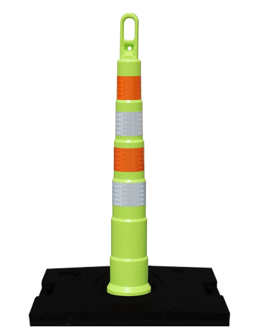 42" LIME Traffix Looper Cone Channelizer w/Four (4) 4" HI Reflective ...
