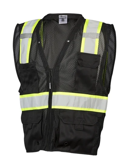 Black/Lime Enhanced Visibility Multi Pocket Mesh Vest S-M | VB100 S-M ...