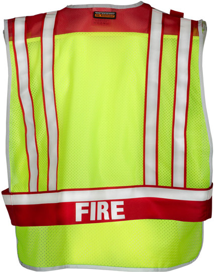 Lime & Red 4-Point "Breakaway" Public Safety Vest w/FIRE in reflective ...