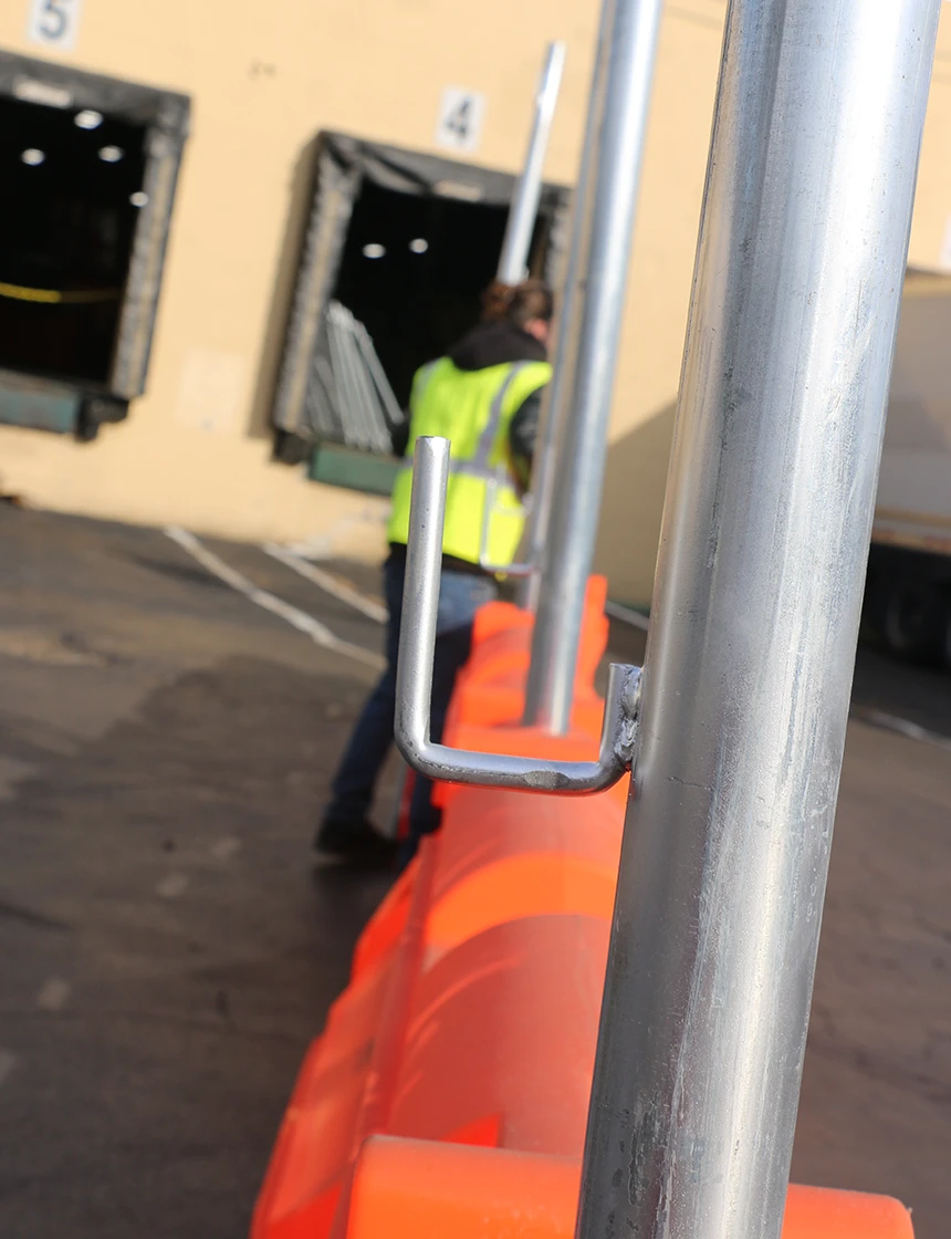 Orange 36" Construction Barricade with OnePro Fence Panel | WB36ORG-OPF ...