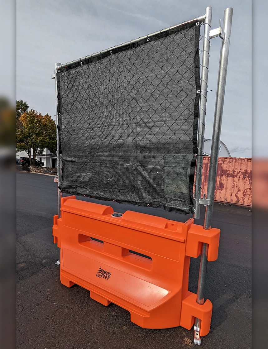 36" Orange Barricade w/ Fence Panel & Privacy Fence | WB36ORG-OPF-PFB ...