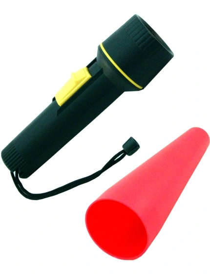 7" D-Cell Flashlight w/ Red Safety Cone Traffic Wand | WND ECONOMY ...