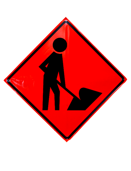 worker symbol roll up sign sewn pockets non reflective 36 inch by 36 ...