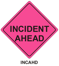 36" Heavy Duty Pink Reflective Roll Up Sign INCIDENT AHEAD | RU-36-REF ...