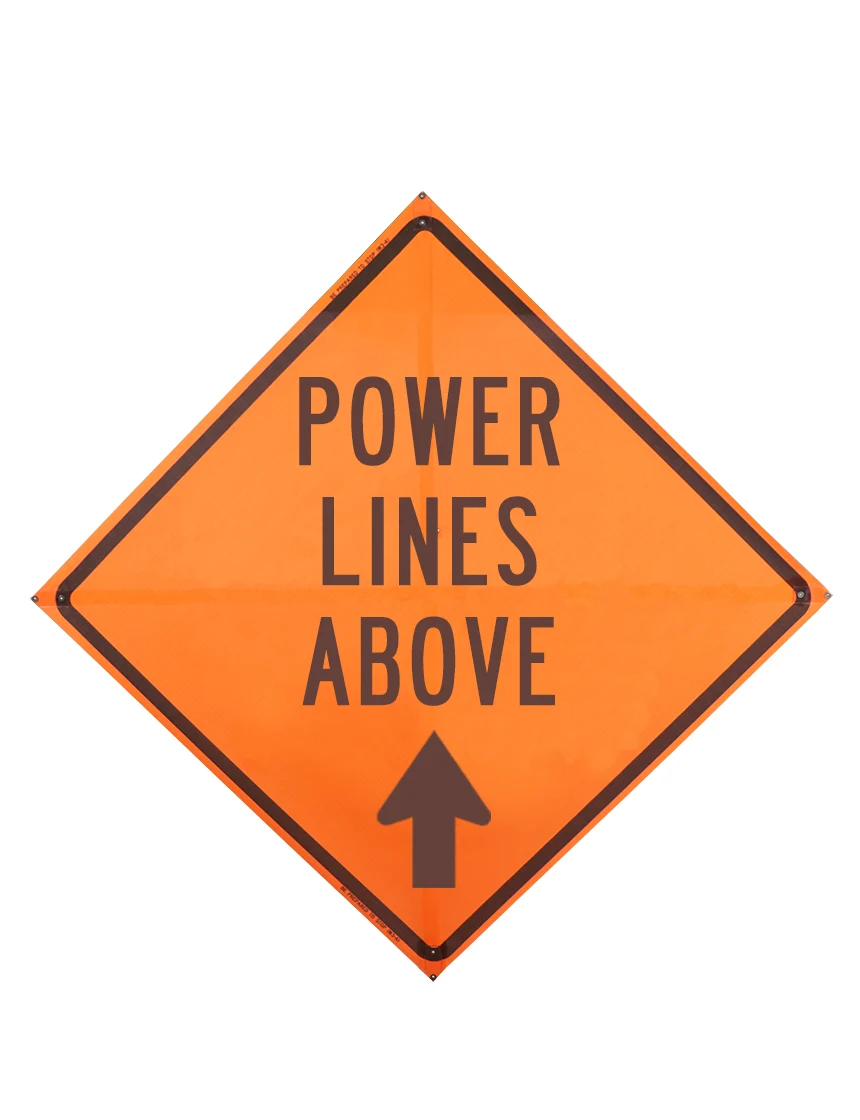 Power Lines Above with Arrow - 36" x 36" Mesh Roll Up Construction ...