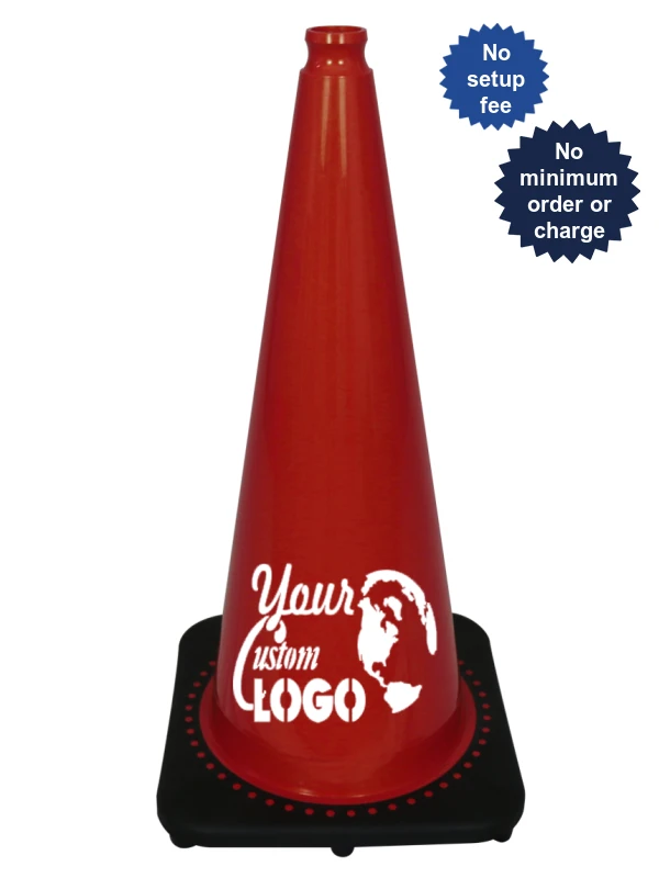 Red 28 inch JBC Traffic Cone with Your Custom Logo | CRR28S-CONE LOGO ...