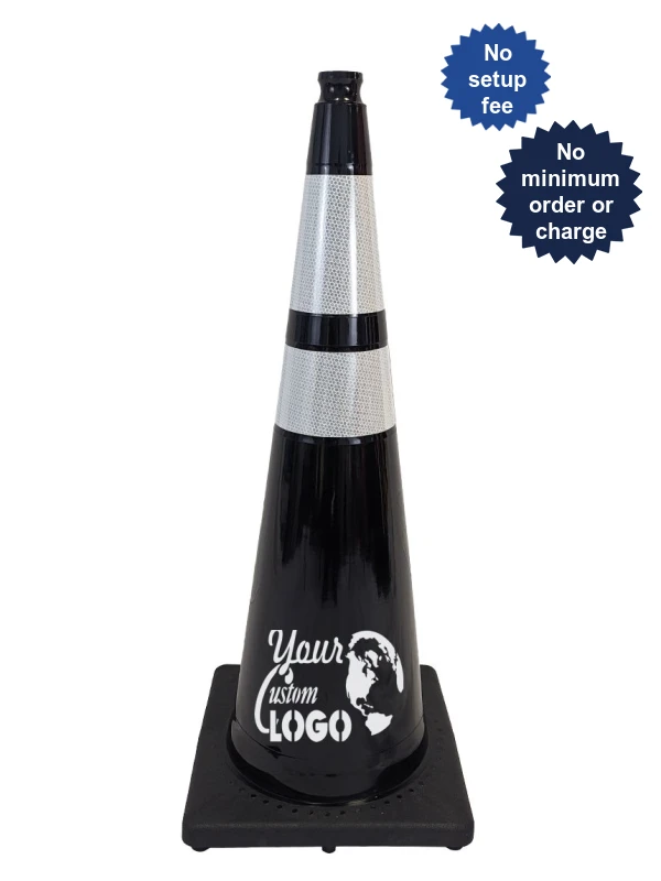 36 in black traffic cones your custom logo | CRBLK36SRC64-CONE LOGO ...