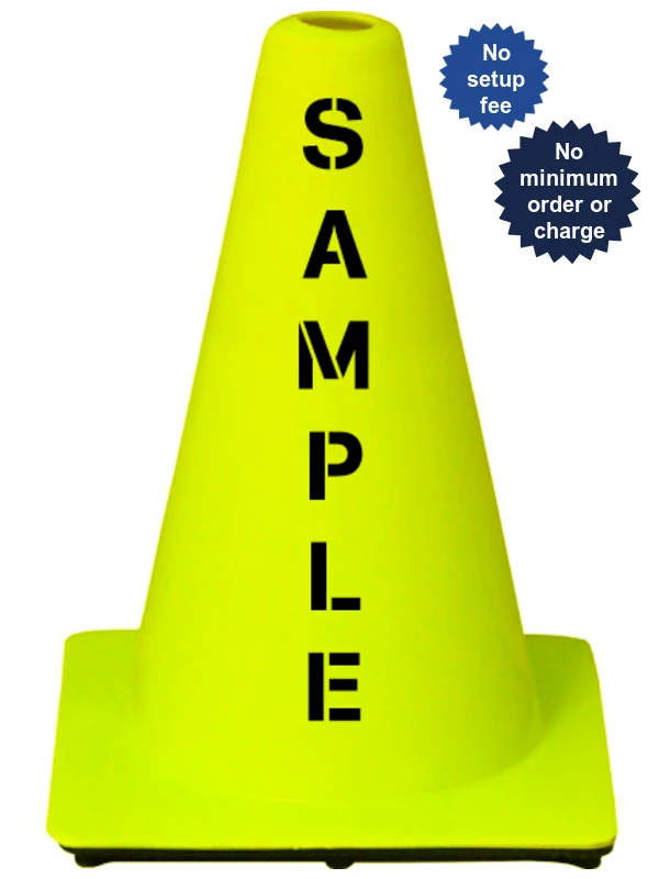 Lime 12 inch Traffic Cone with 2X Graphic | CL12S2X | Traffic Safety Store