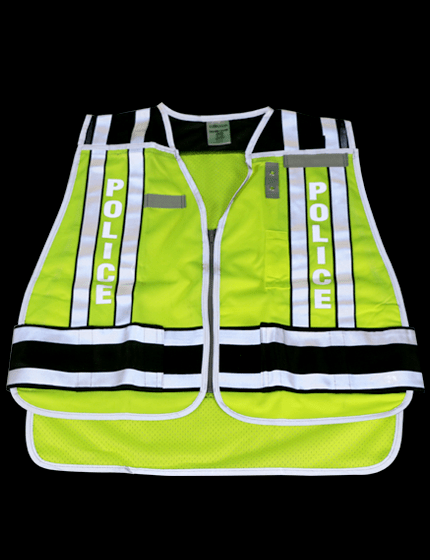 Lime & Black Public Safety Vest - POLICE | Traffic Safety Store