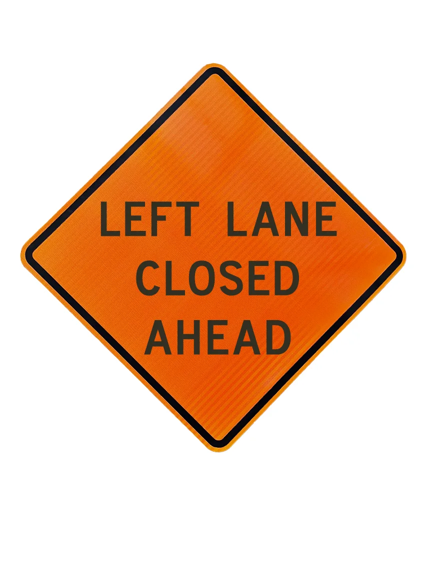 Corrugated Plastic Left Lane Closed Ahead Construction Sign | TSS